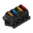 Automotive 4-Way Blade Fuse Block Holder 12V/24V, Includes 5A, 10A, 15A ...