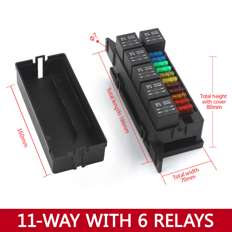 Automotive 6-way fuse box with relay box assembly, 12 way 10 way 8 way ...