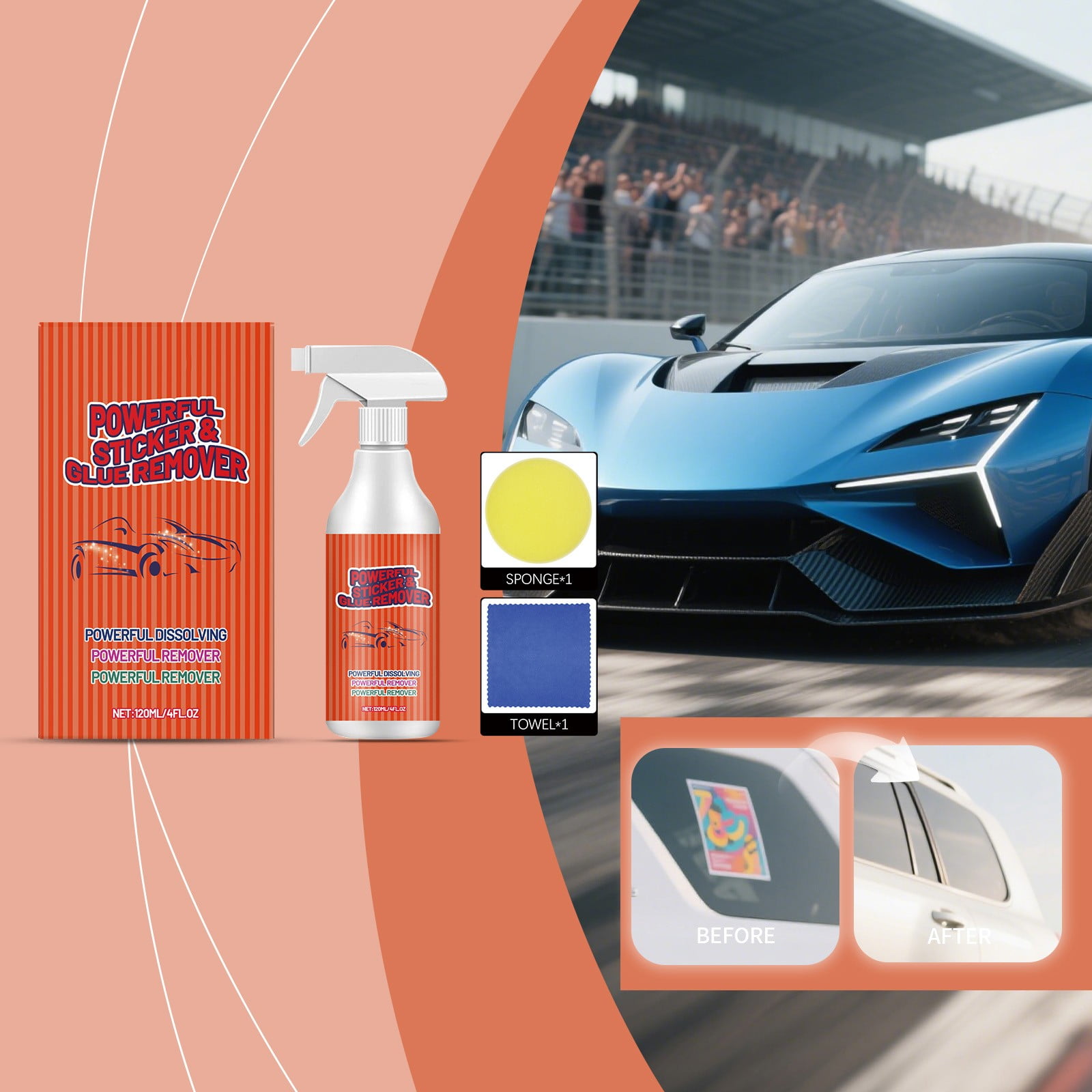 Automotive Adhesive Remover, 120ml Cleaning Agent for Removing Stickers ...