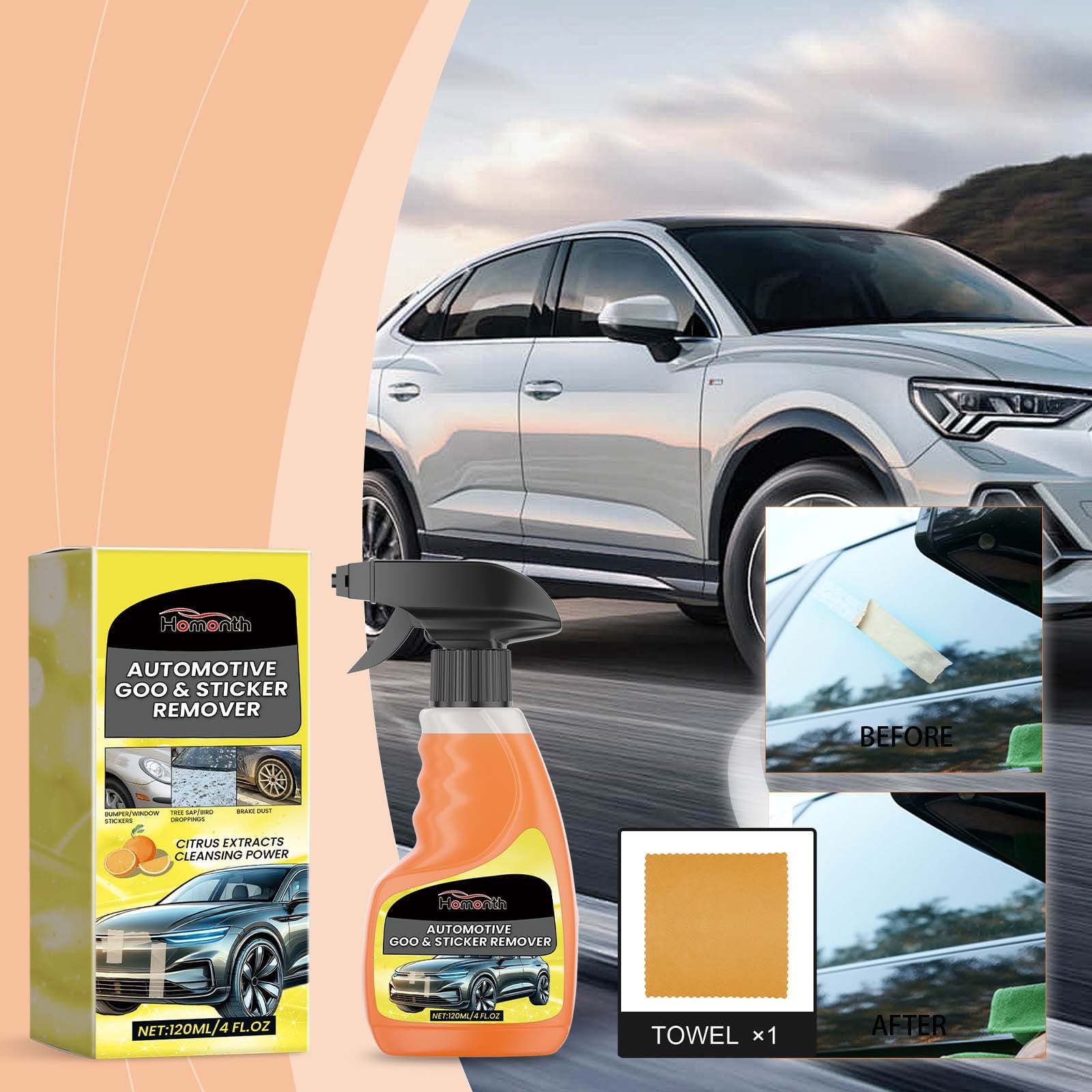 Automotive Adhesive Remover Spray – 120ml Multi-Surface Sticker, Tree ...