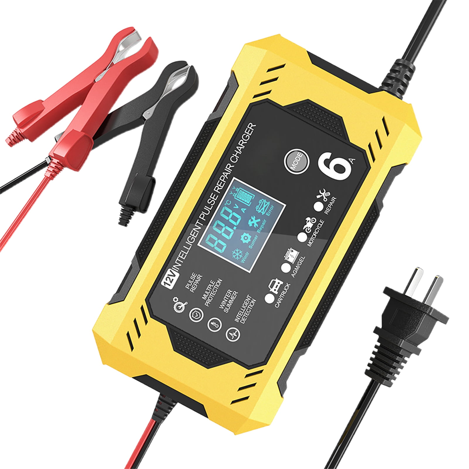 Automotive Battery Charger, 12V6A Battery Maintainer Trickle Charger ...