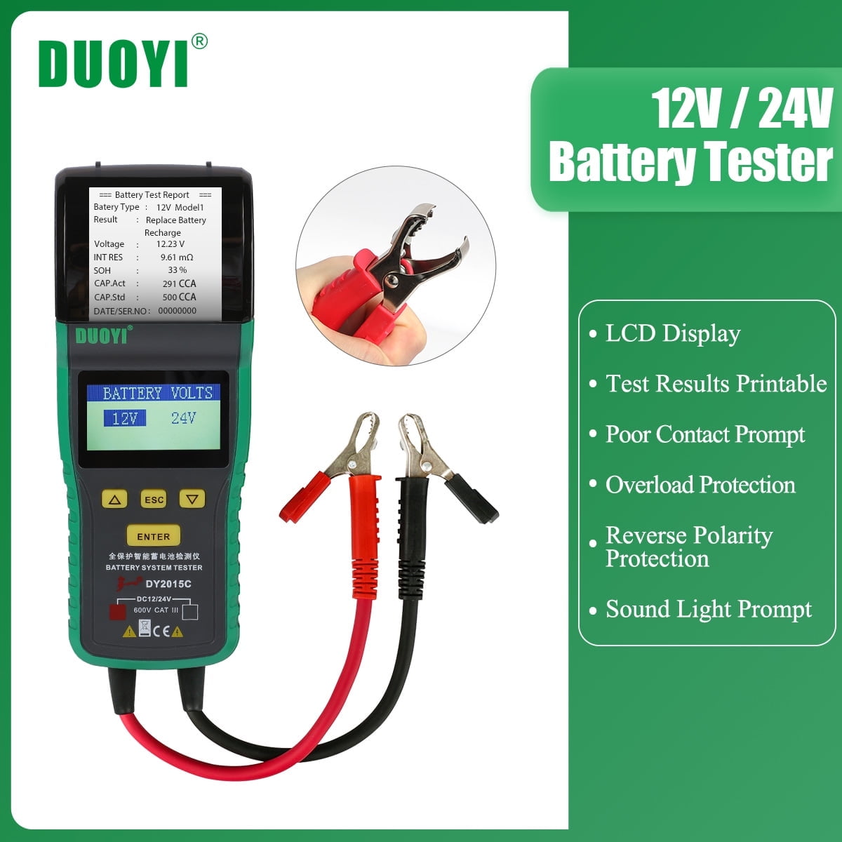 Automotive Battery Tester Car Battery Load Detector 12V-24V Lead-acid ...
