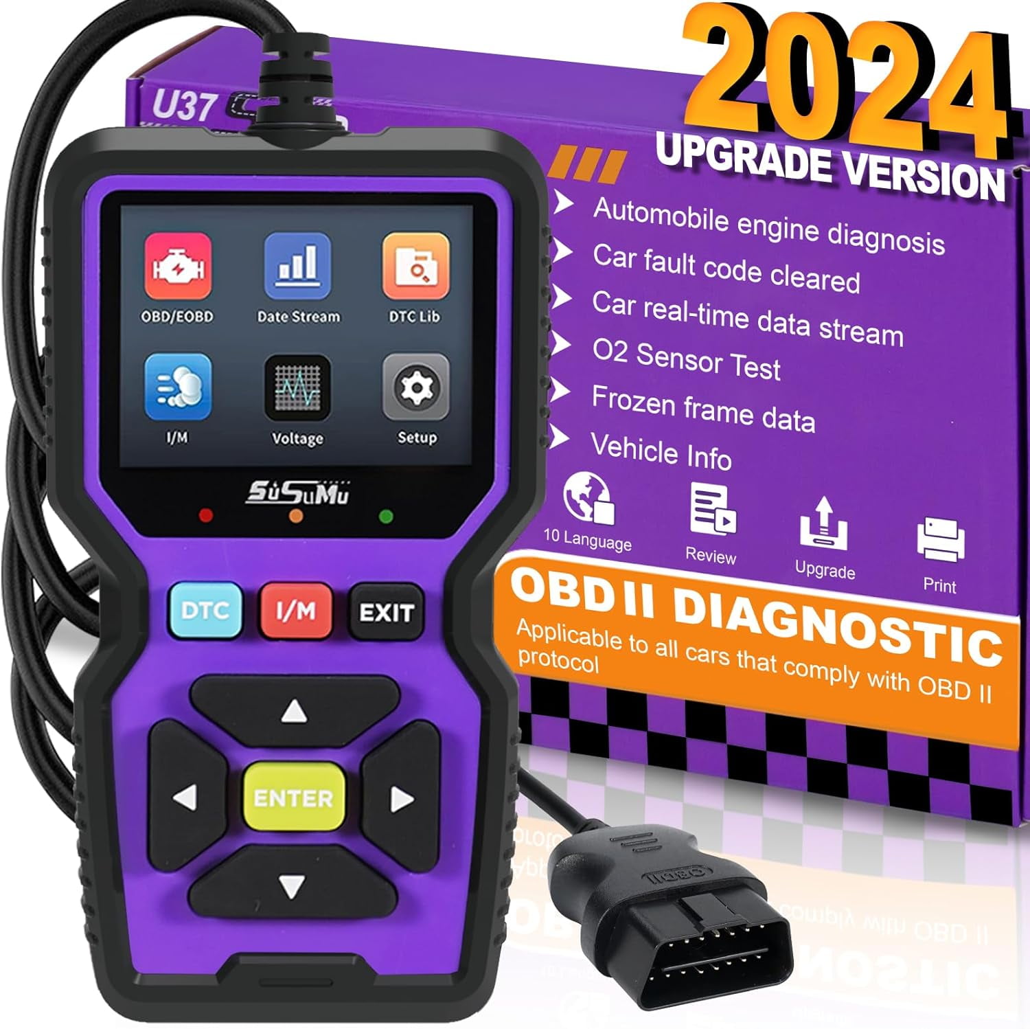 Automotive Fault Detector OBD2 Scanner Full OBD2 Modes Check Engine ...