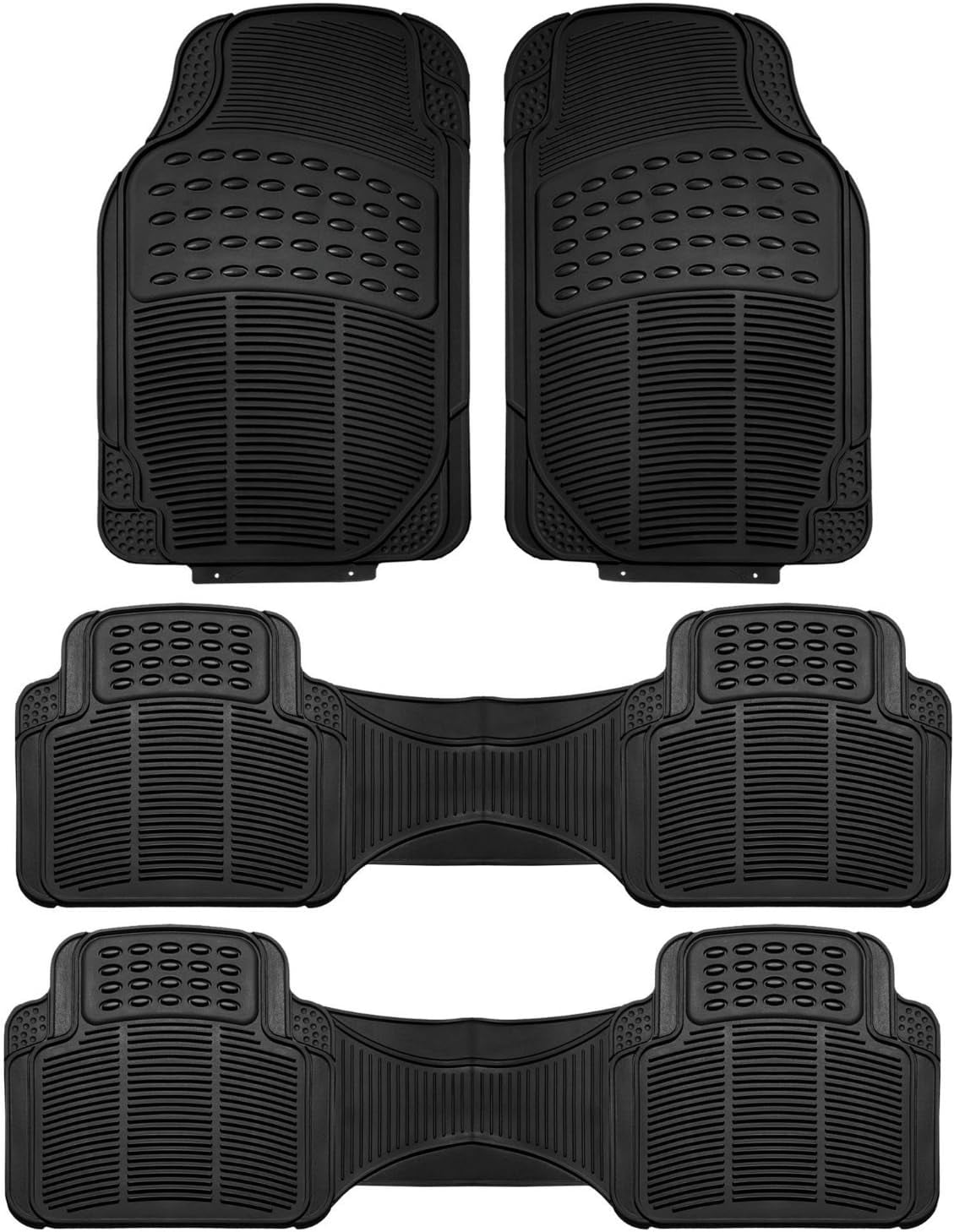 Automotive Floor Mats - Heavy-Duty Rubber, Universal Fit Full Set ...
