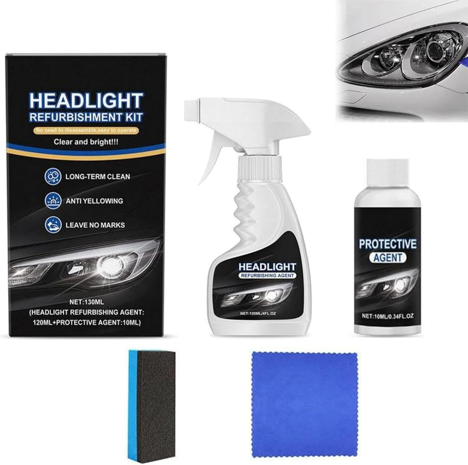 Automotive Headlamp Restoration Fluid, Headlight Rejuvenator Kit, Keep ...