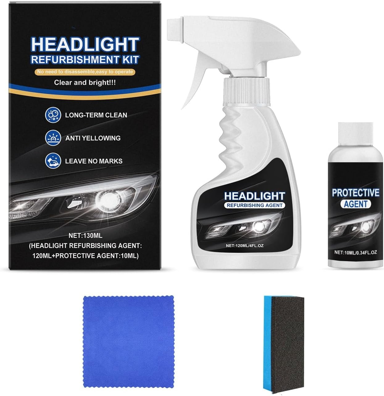 Automotive Headlamp Restoration Fluid Kit, 2025 Upgraded Headlight ...