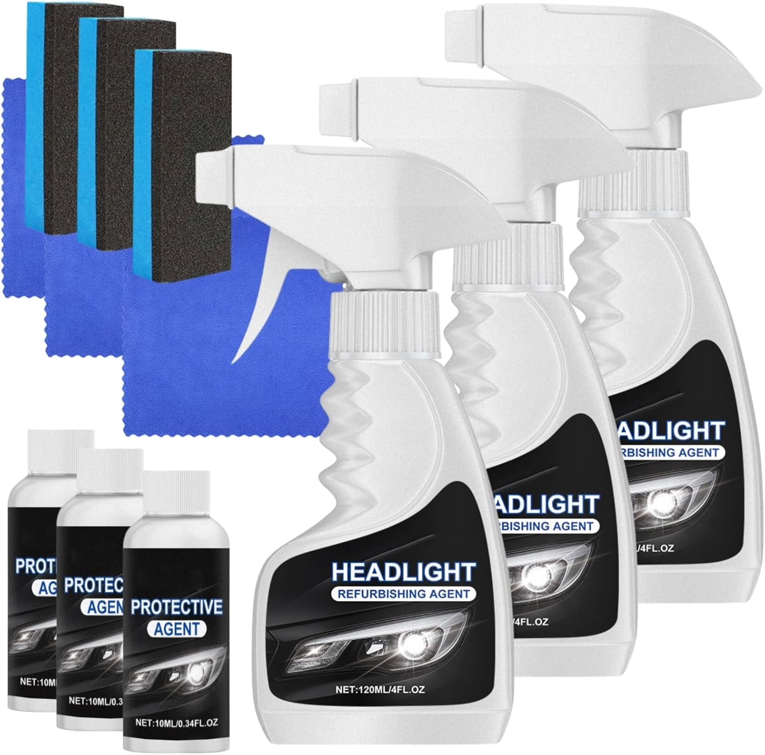 Automotive Headlamp Restoration Fluid Kit, Headlight Cleaner and ...