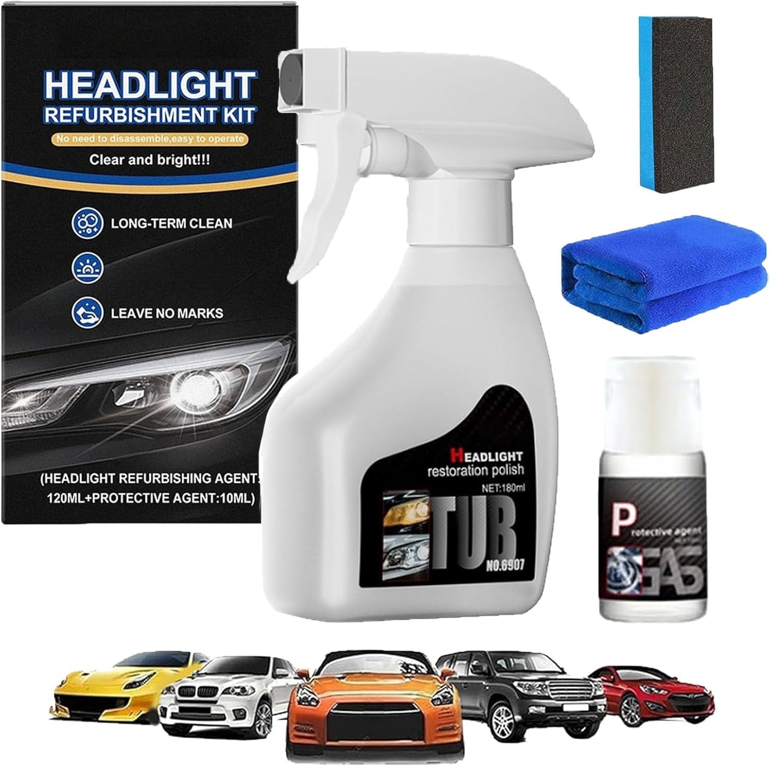 Automotive Headlamp Restoration Fluid Kit,Headlight Cleaner and ...