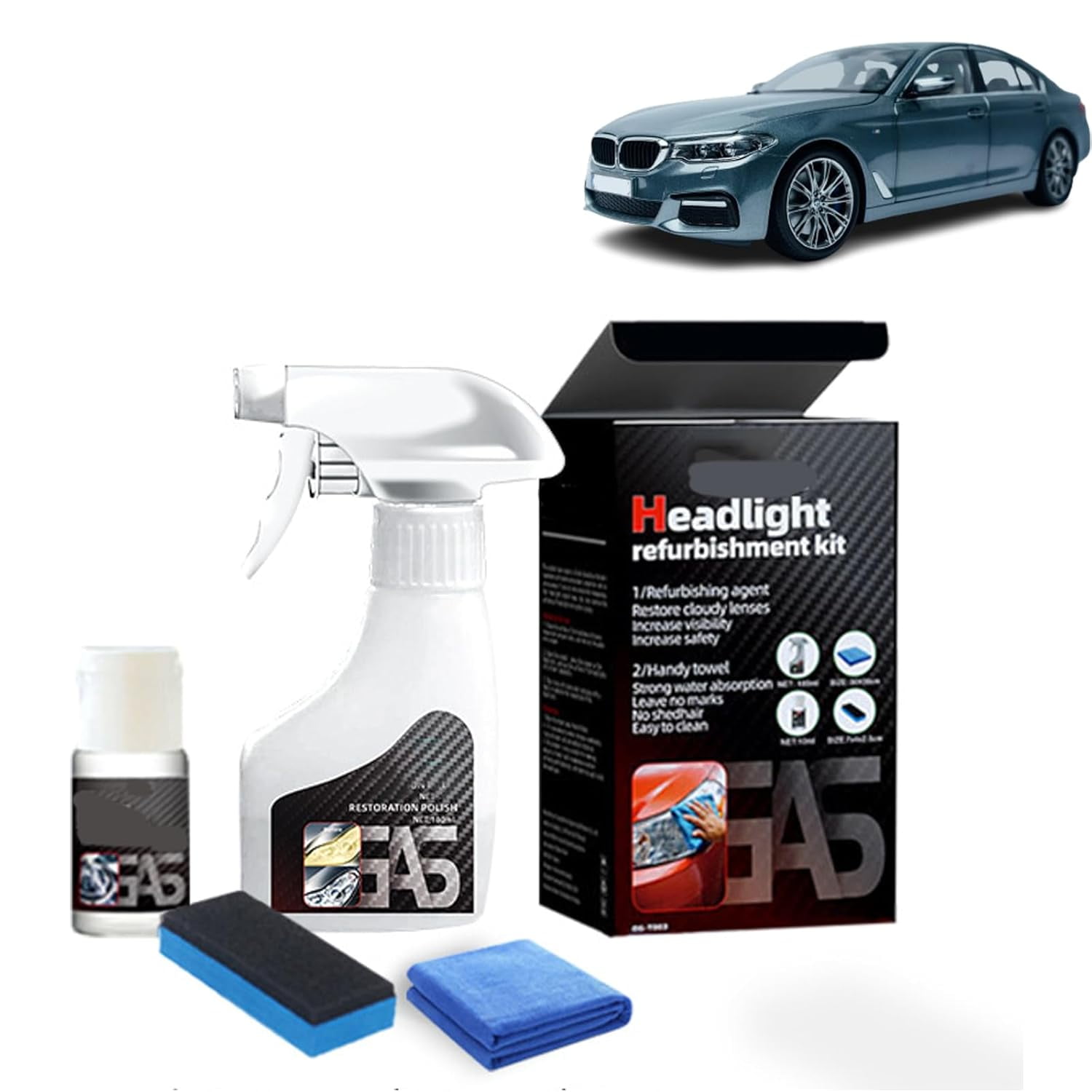 Automotive Headlamp Restoration Fluid Kit, No Polishing Atomization ...