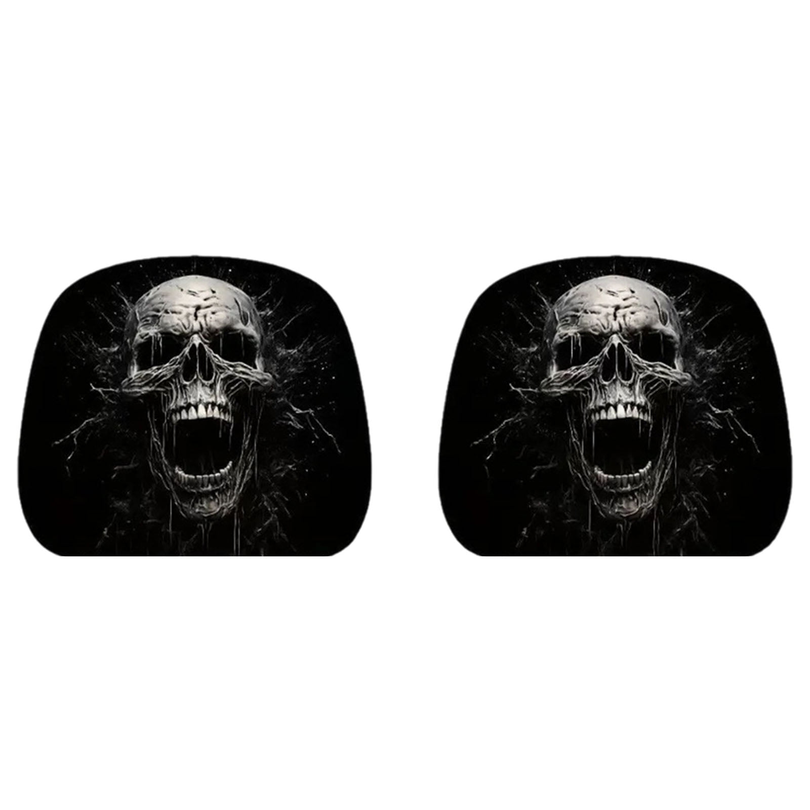 Automotive Headrest Covers Printed Skull Design Fits Most Car Models ...
