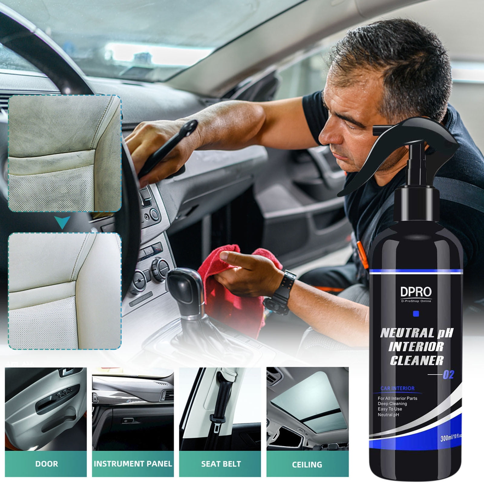 Automotive Interior Roof Leather Cleaning Agent 300ml for Cleaning Car ...