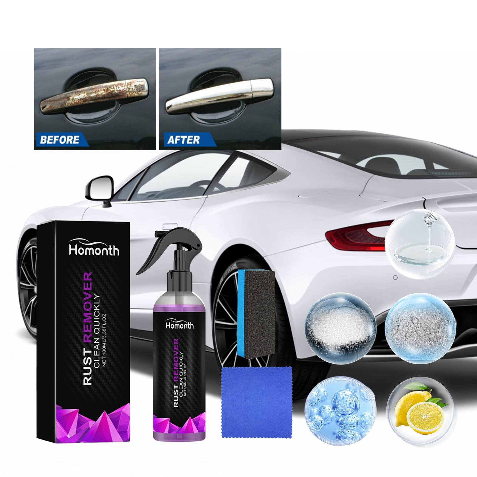 Automotive Iron Powder Rust Remover Spray 100ML - Multi-Purpose Metal ...