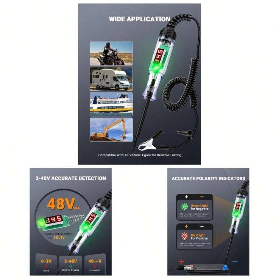 Automotive Light With 3 - 48V LED Digital Display, Tester Automotive ...