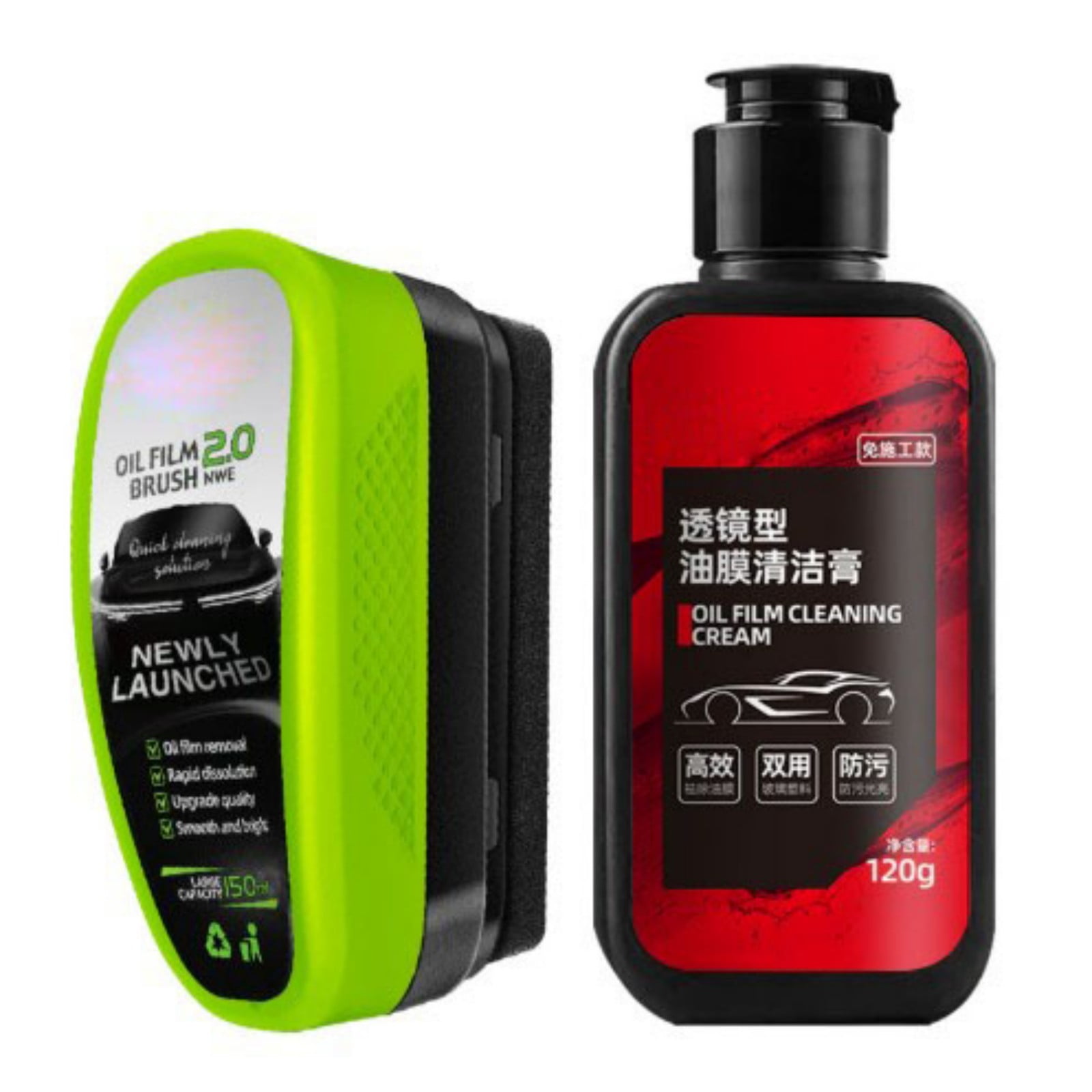 Automotive Oil Film Cleaning Brush with 120ml Oil Membrane Cleaner ...