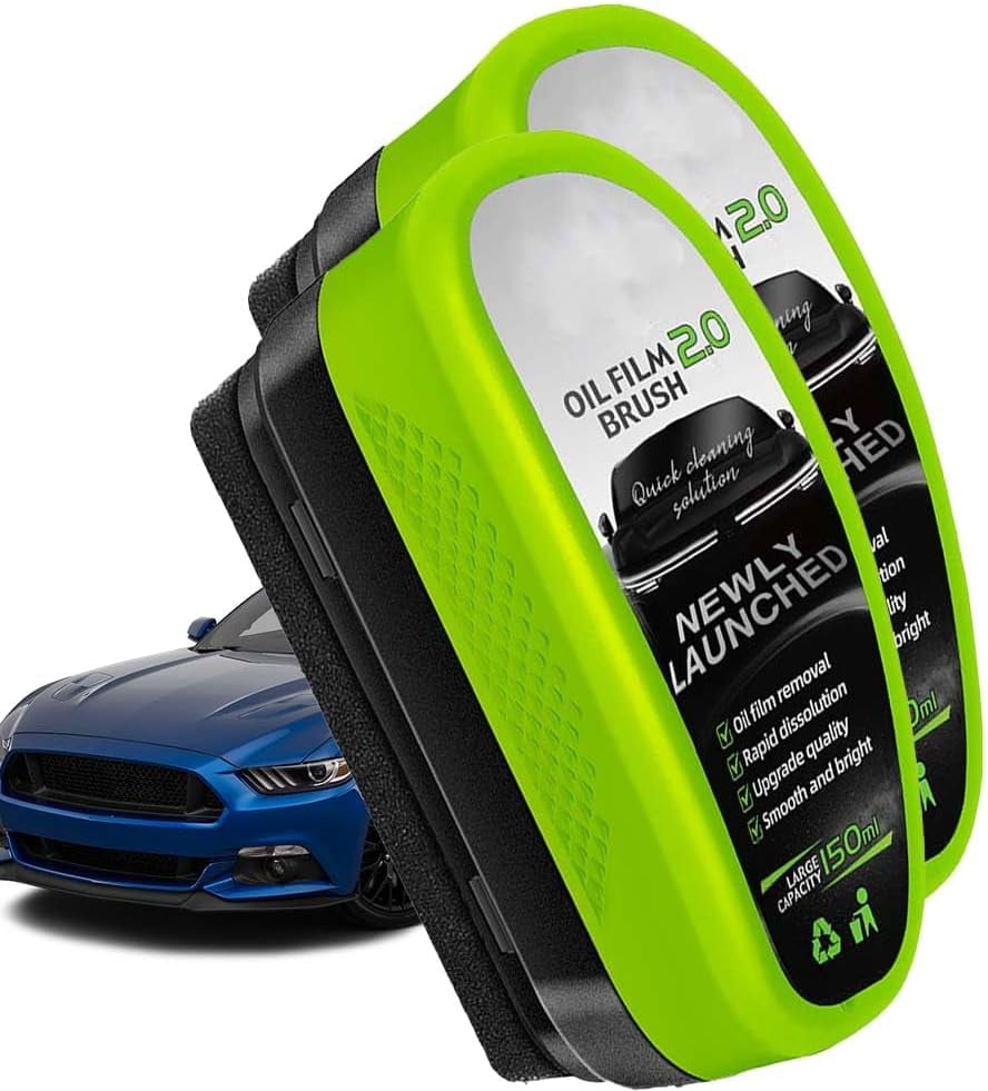 Automotive Oil Film Cleaning Brush 2-Pack, Car Clear Vision Glass ...