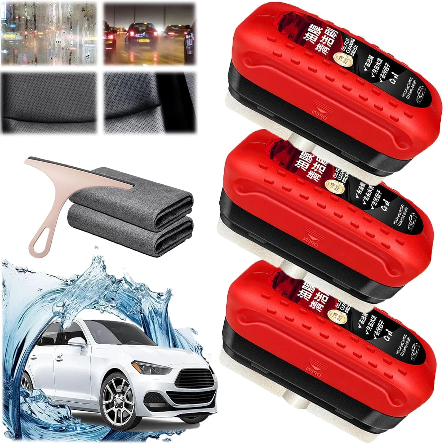 Automotive Oil Film Cleaning Brush, Seedhubdok Glass Cleaning Board ...