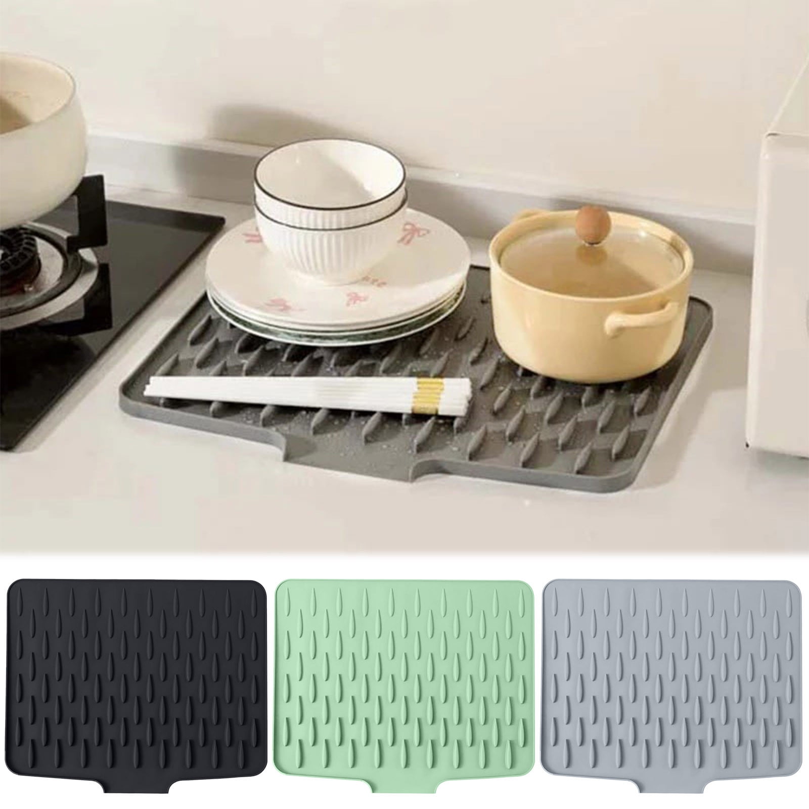 Silicone Drainage Pad for Countertop | Angled Fast Water Draining Mat ...