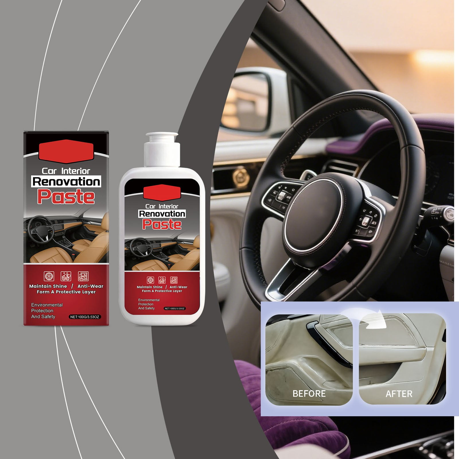 Automotive Plastic Restorer Paste, Interior and Exterior Trim Cleaner ...