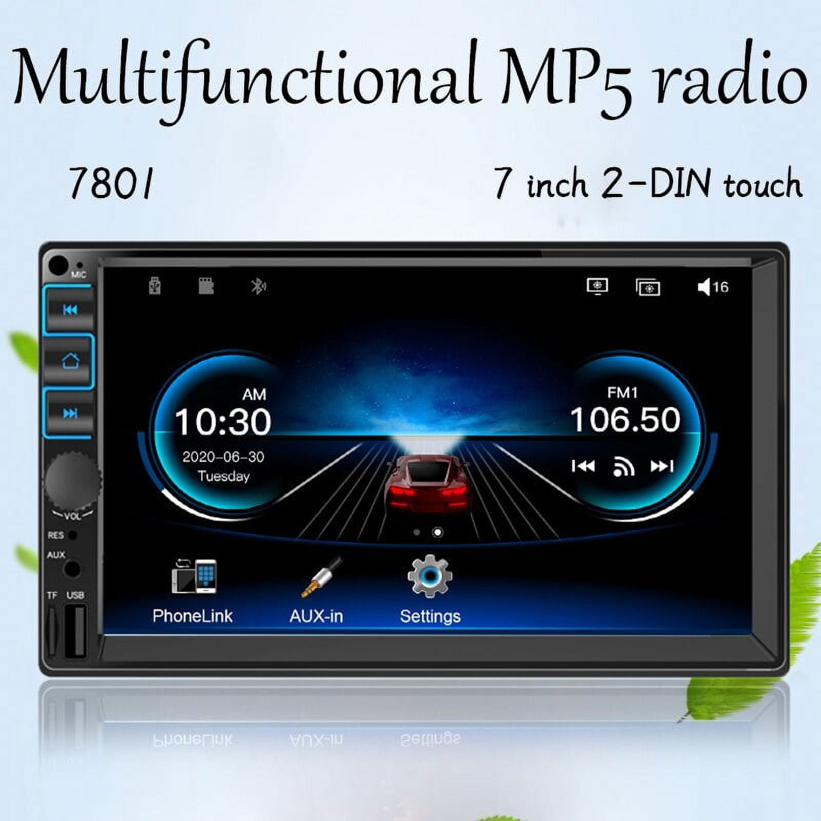 Automotive Radio 2 Din 7" MirrorLink Touch Screen Microphone Input ...