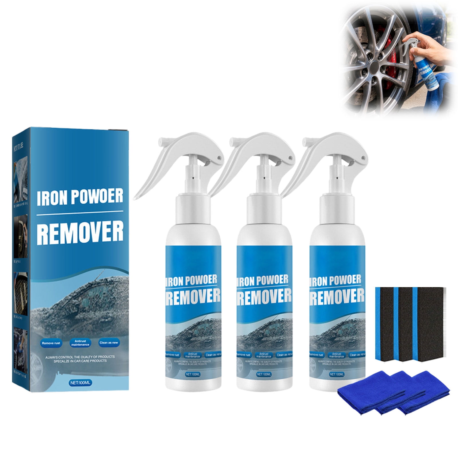 Automotive Rust Remover Spray, 100ml Iron Powder Remover for Car ...
