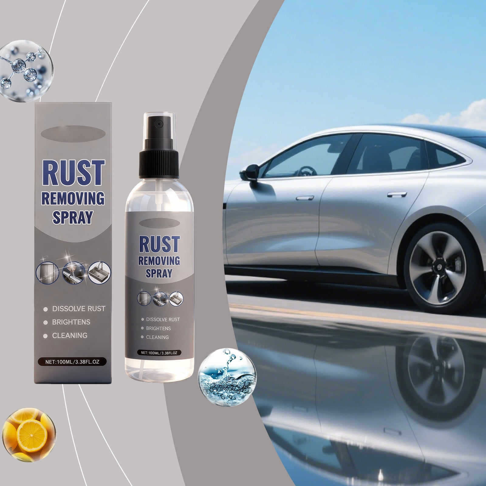 Automotive Rust Remover Spray， 3.4oz Formula for Metal Protection and ...