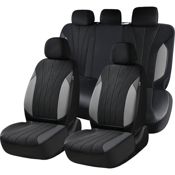 Automotive Seat Cover Full Set, Front and Rear Seat Covers, Leather ...