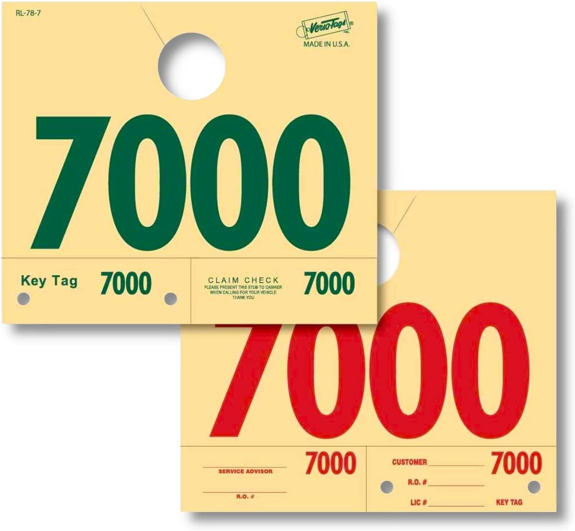 Automotive Service Dispatch Numbers, 1000 Pre-Numbered Hang Tags ...