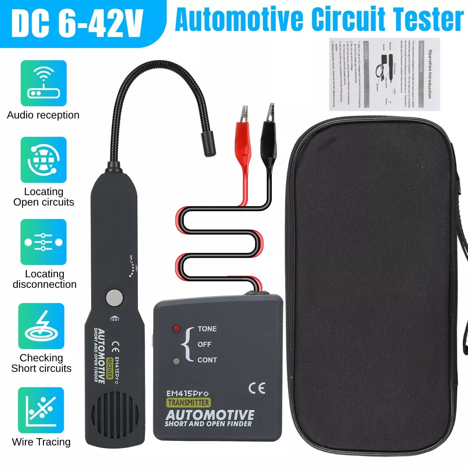 Automotive Short and Open Finder Circuit Tester - DC 6-42V Car Wire ...
