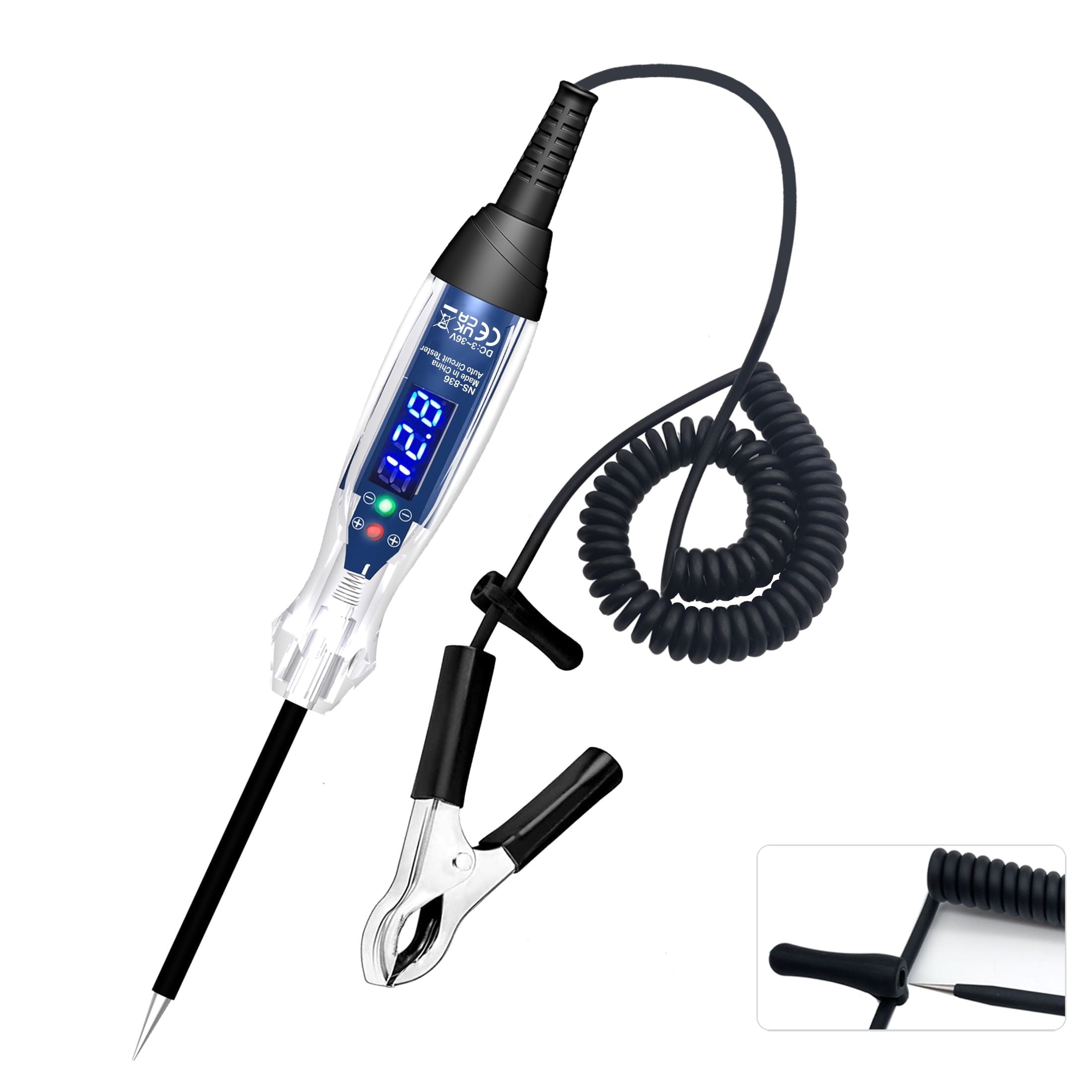 Automotive Test Light 3-36V DC Digital LED Circuit Tester, Heavy Duty ...