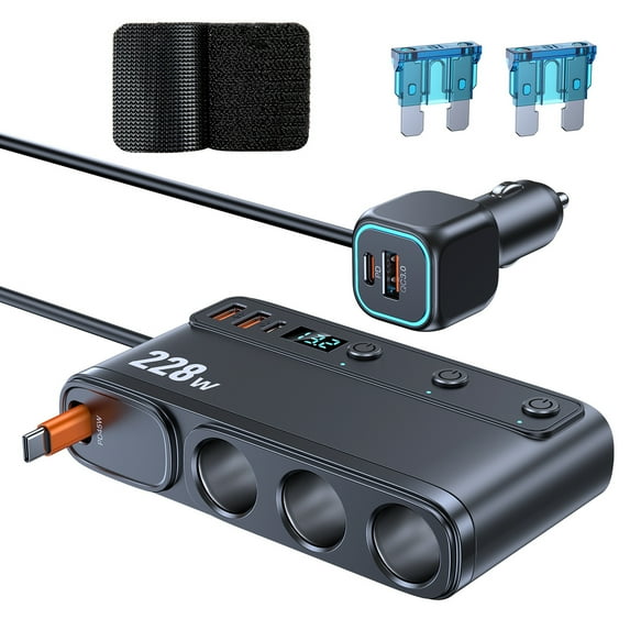 Automotive USB C Chargers 228W 9 in 1 Design QC3.0 PD45W Fast Charges ...