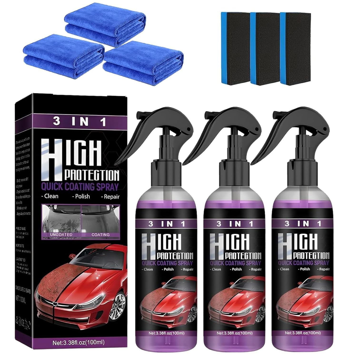 Automotive Wax and Polish for Car - 3 In 1 High Protection Car Coating ...