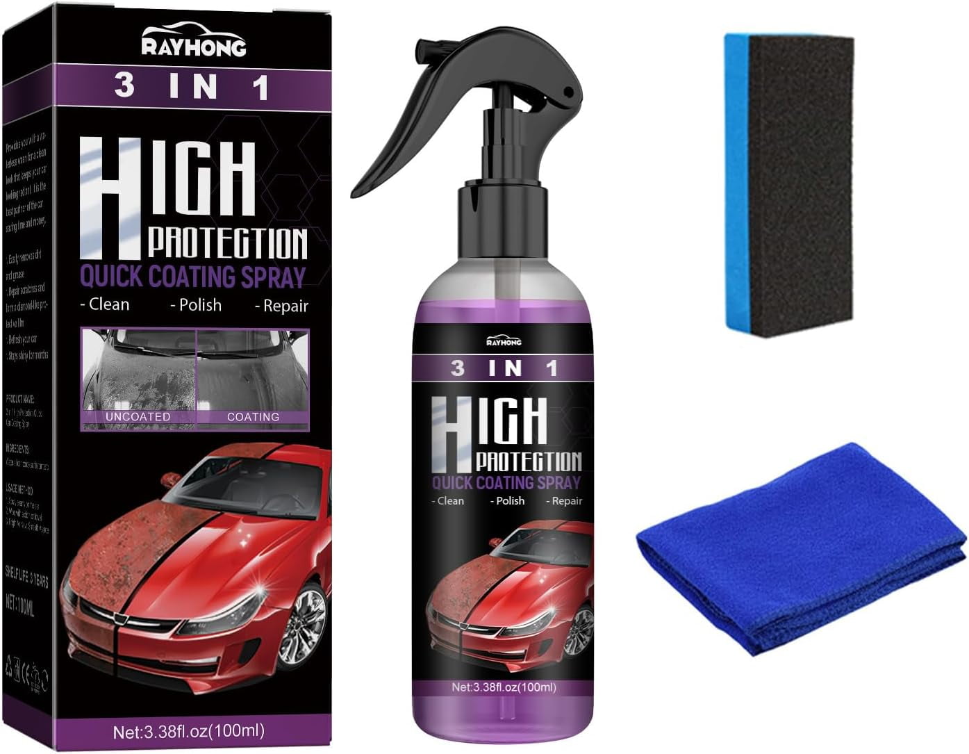 3-in-1 High Protection Cleaning Spray Automotive Wax, 100mla - Walmart.com