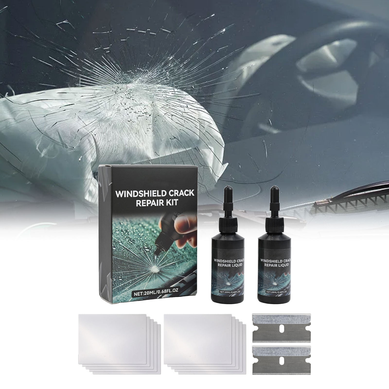 Automotive Windshield Repair Kit for Glass Crack and Chip Fixing Tool ...