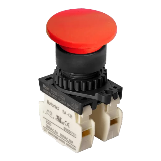 Autonics S2BR-P1R2B Red 22/25mm Mushroom Head Momentary Push Button ...