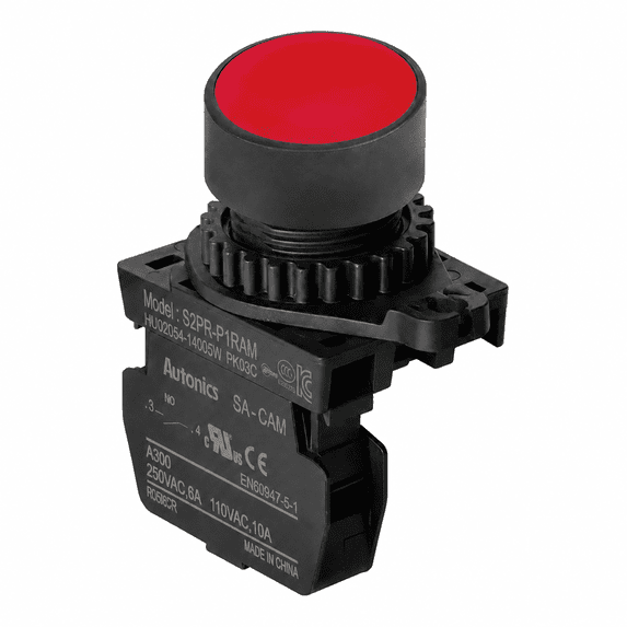 Autonics S2PR-P1RAM Red 22/25mm Non-Illuminated Momentary Push Button ...