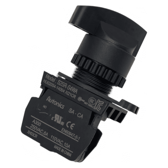 Autonics S2SR-S4WA White 22/25mm Round Selector Switch, Long Lever, 2 ...