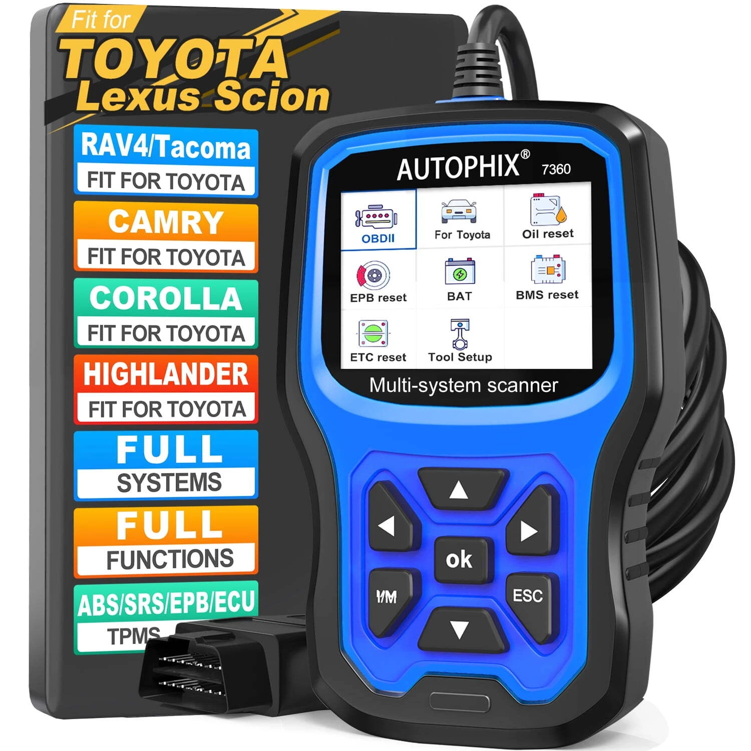 Autophix 7360 OBD2 Scanner Fits for Toyota Lexus Scion Automotive ...