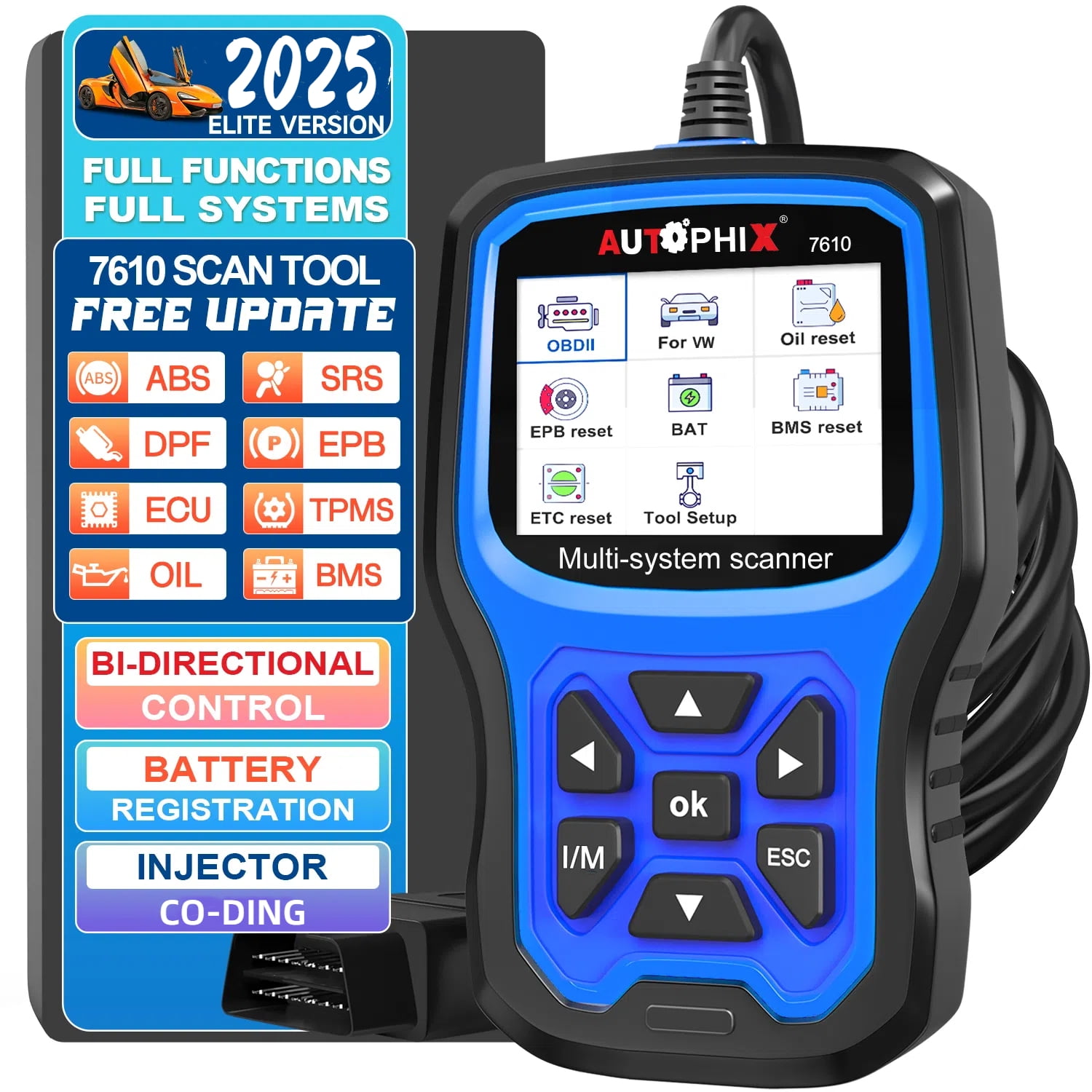 Autophix 7610 Automotive OBD2 Scanner Car All System Diagnostic Tool ...