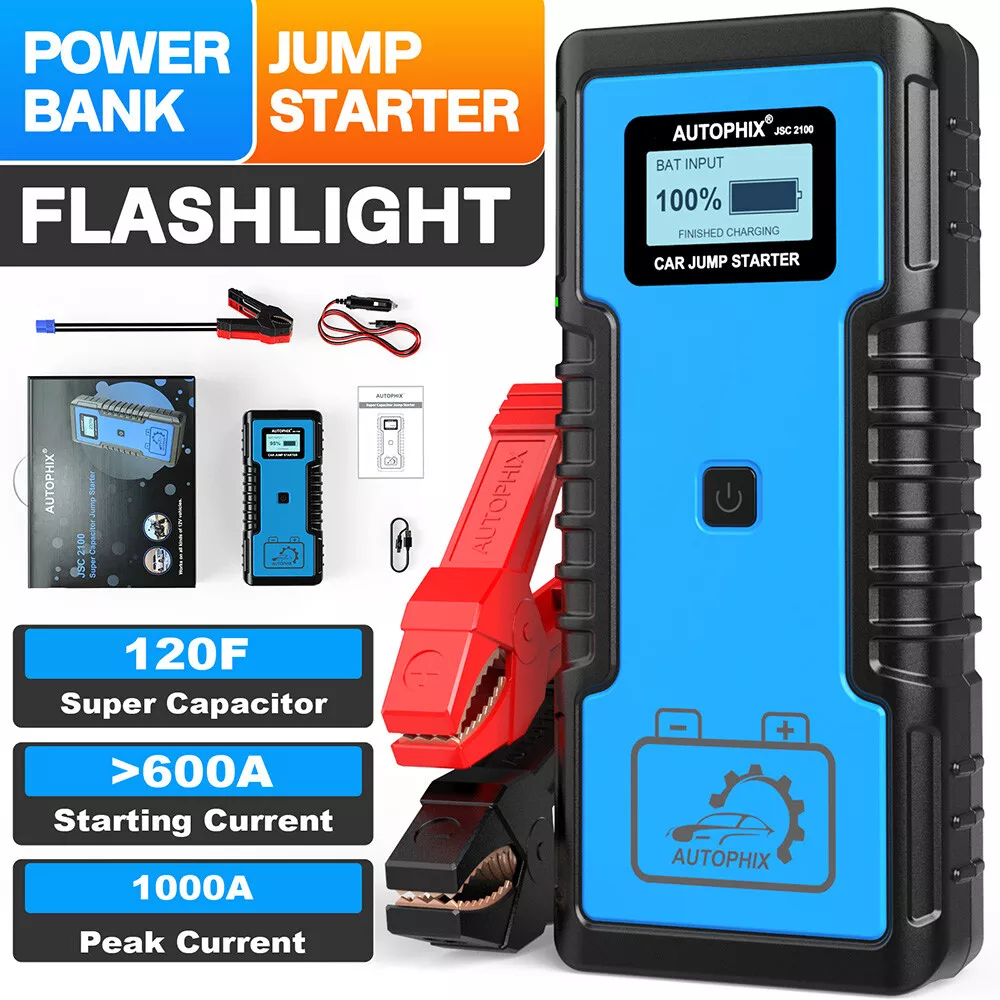 Autophix JSC2100 Super Capacitor 12V Jump Starter No Battery 10.0L Gas & 8.0L Diesel Car Battery ...