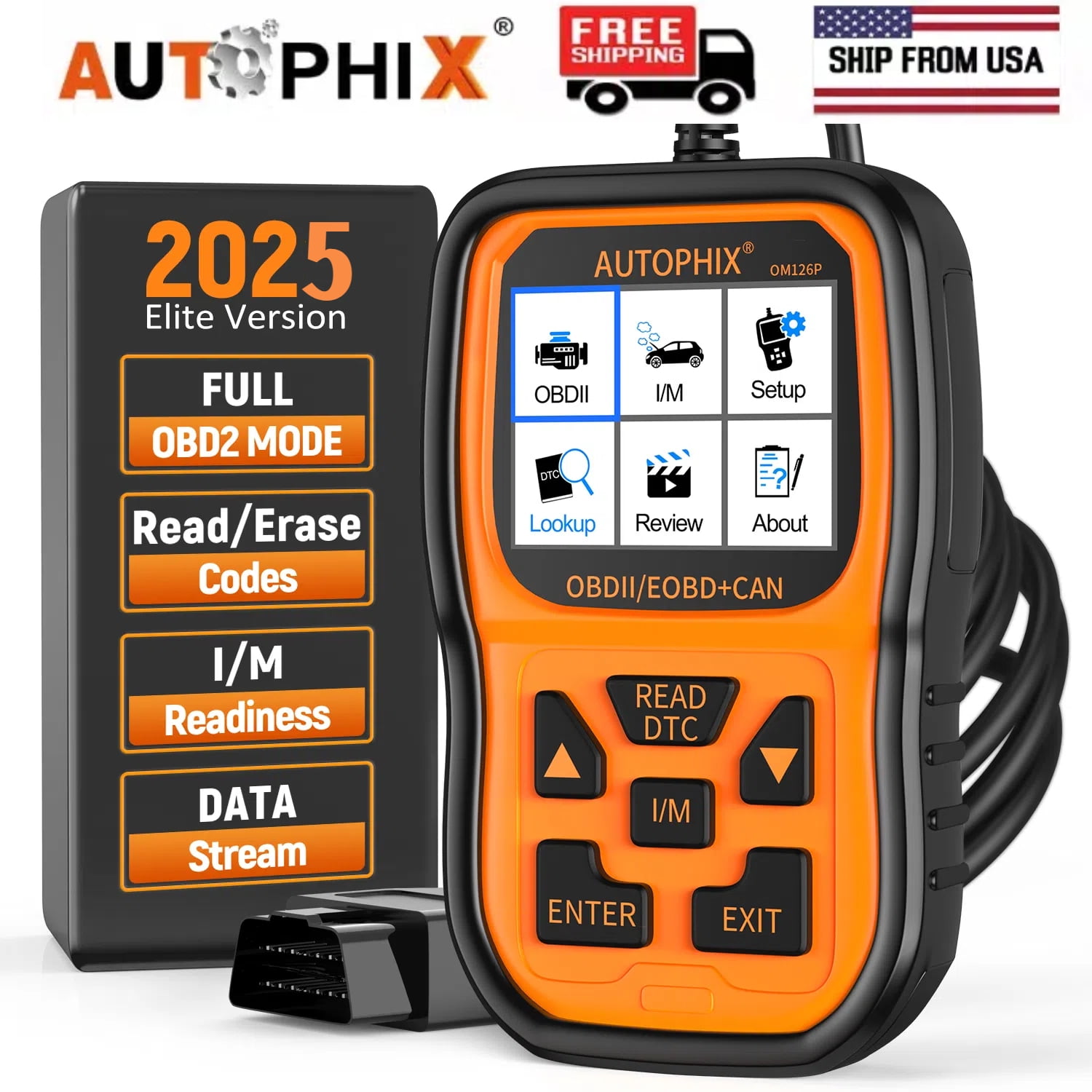 Autophix OBD2 Scanner OM126P Enhanced Check Engine Code Reader Auto ...