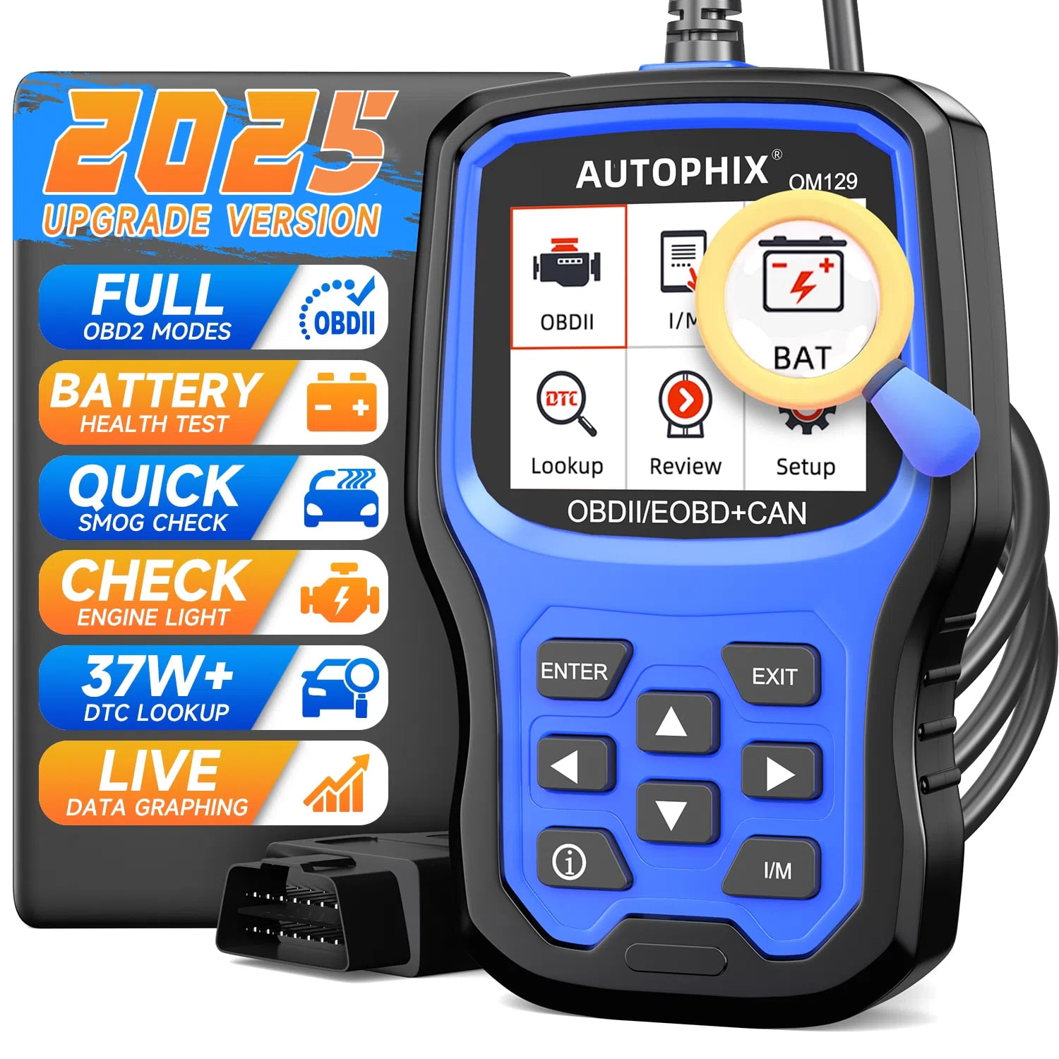 AUTOPHIX OM129 OBD2 Scanner Car Code Reader & Battery Tester ...