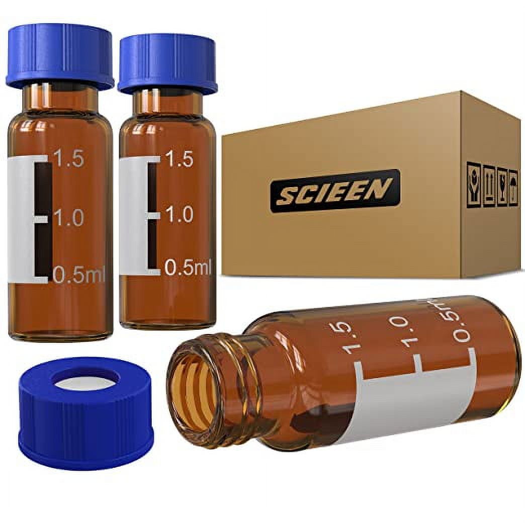 Autosampler Vial, 2ml HPLC Vial, Amber Lab Vial, Sample Vial with Writing Area, 9-425 Screw ...