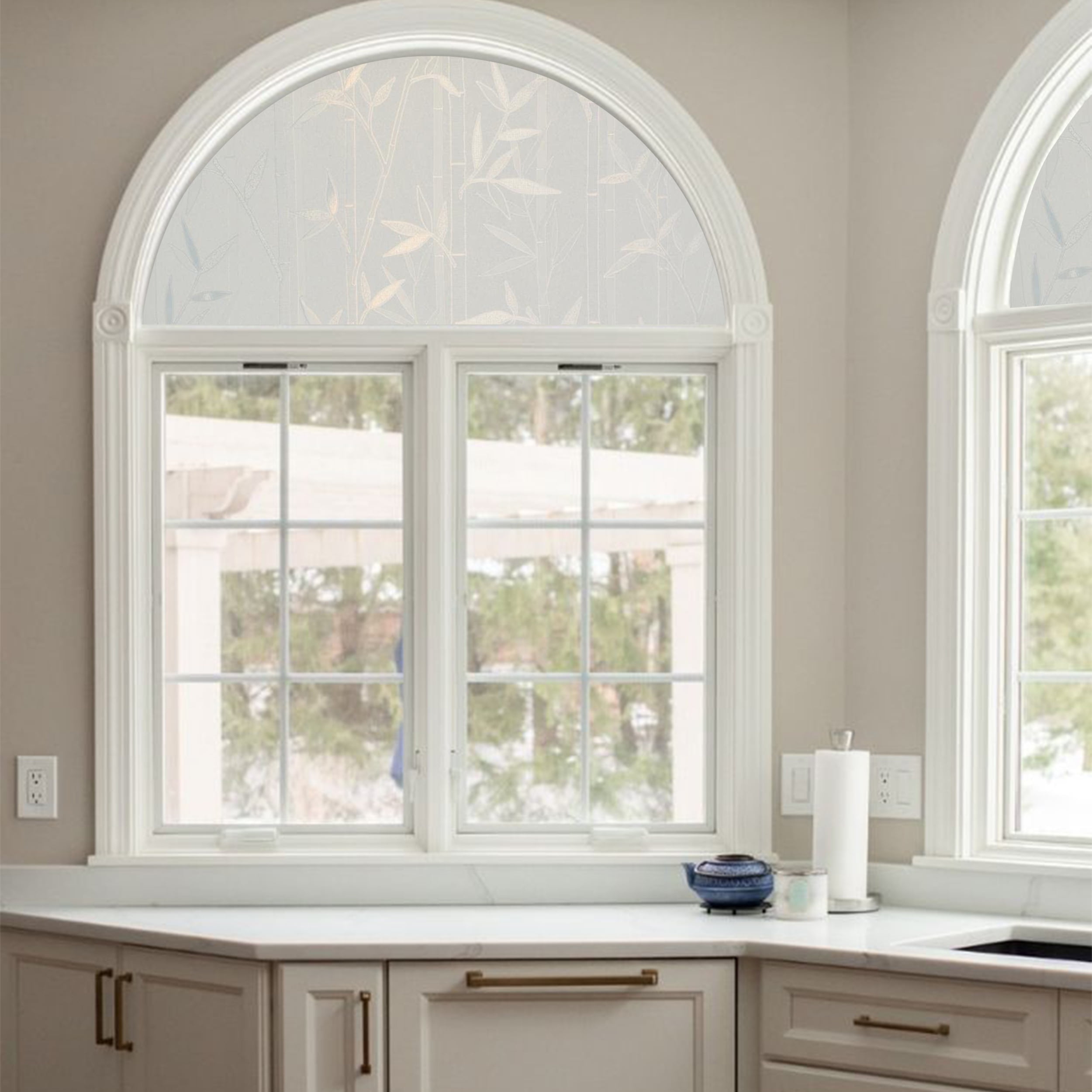 Autotech Park White Bamboo window shade in 34 inches diameter ...