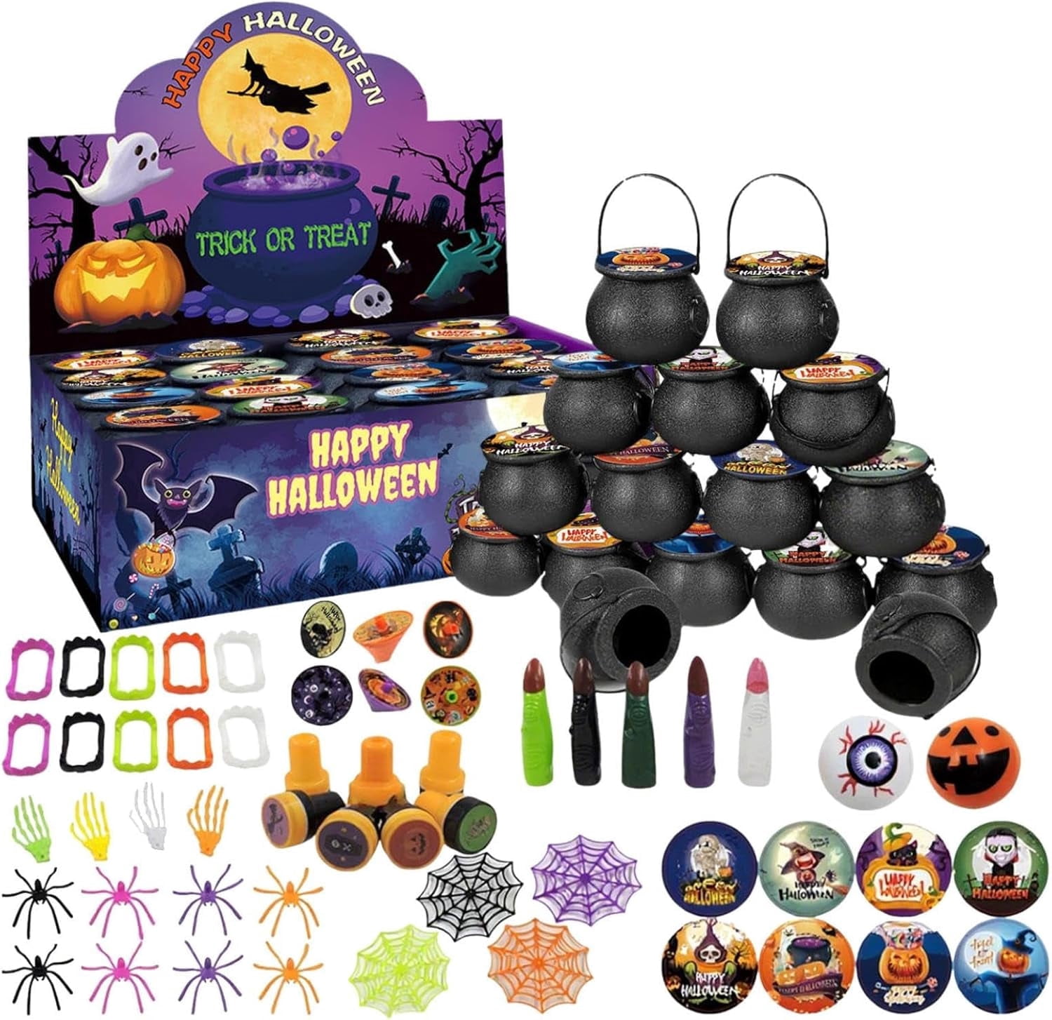 Autpvcol 252 Pcs Halloween Party Favors for Kids–32 Pack Prefilled ...