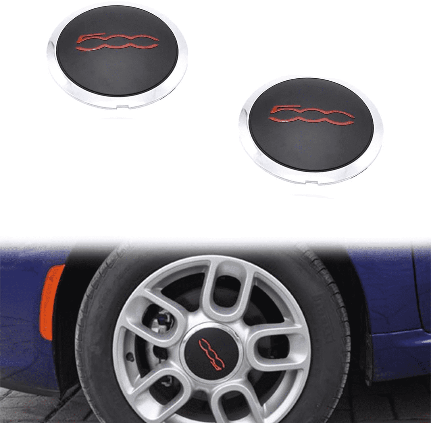 Autpvcol Car Wheel Centre Cap White Circle Red Letter,Wheel hub caps ...