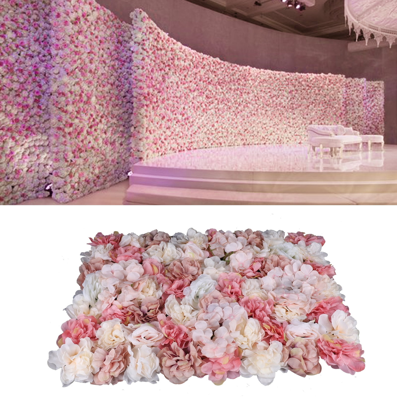 Autrinix 6 Pcs Faux Flower Wall Panels, Realistic Silk Flower Backdrop ...