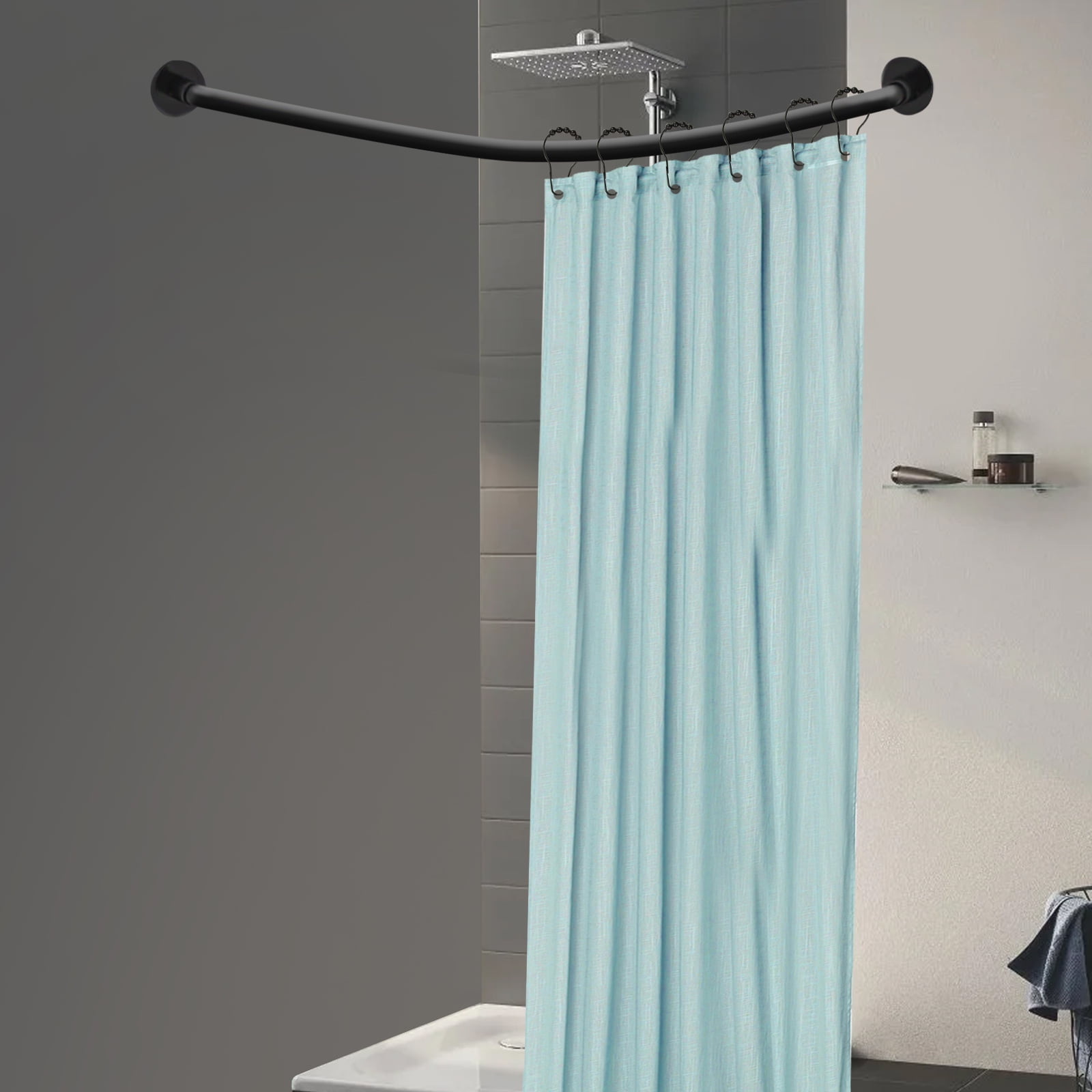 Autrinix Adjustable Shower Curtain Rail, Retractable Stainless Steel ...
