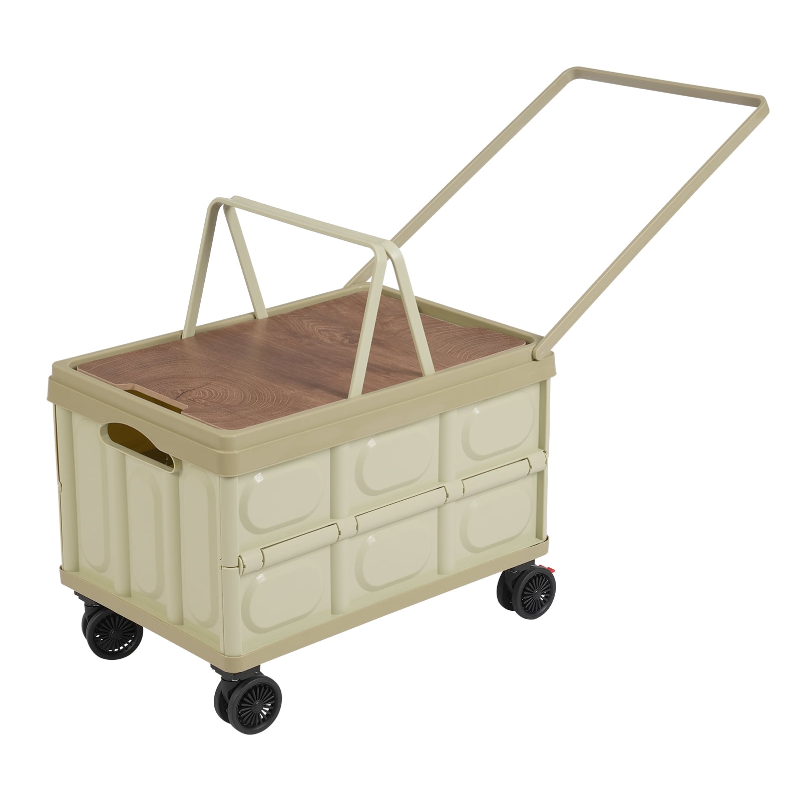 Autrinix Collapsible Rolling Cart, Foldable Storage Crate with Wheels ...