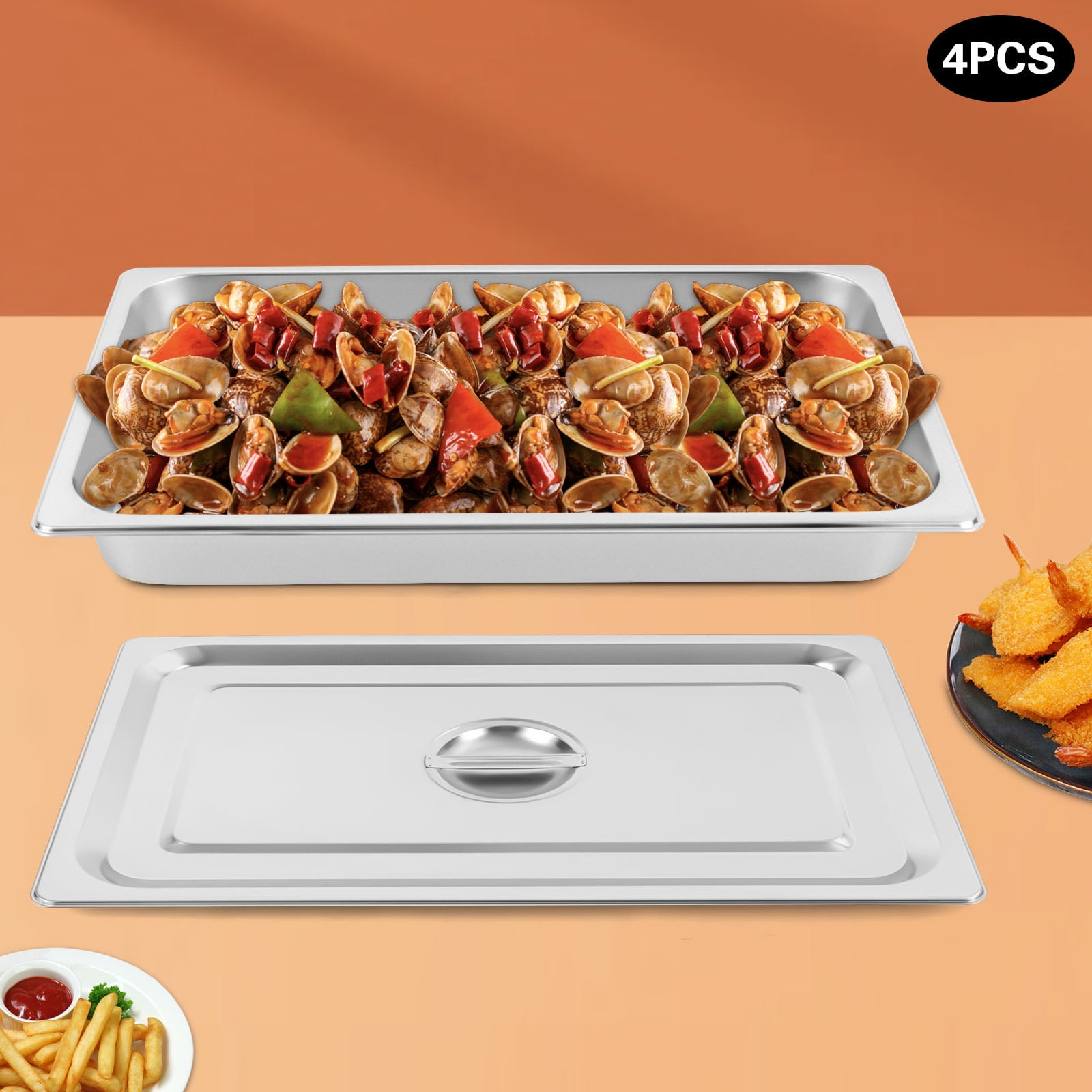 Autrinix Commercial Hotel Pan Set, 4 Stainless Steel Hotel Pans ...
