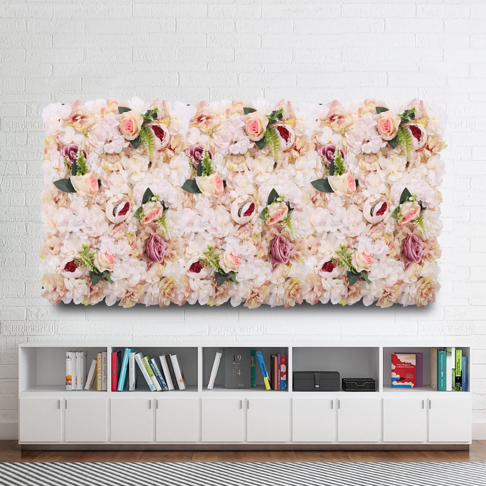 Autrinix Floral Wall Backdrop – Silk Artificial Peony & Rose Flowers ...